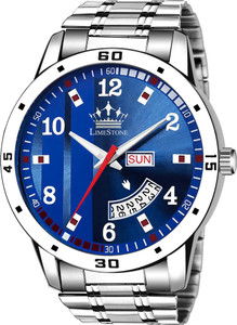 LIMESTONE Day and Date Functioning Steel Strap New Quartz Analog Watch ...