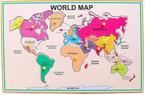 U Smile World Map Puzzle- Countries with Knob | Non-Toxic Wooden ...