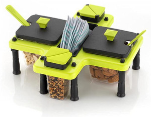 Triqueench Dispenser Masala Rack Easy Flow Storage Box with 2 Spice jar ...