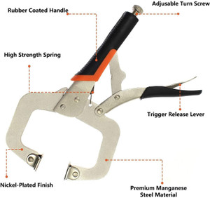 uptodatetools Locking C-Clamp, 11 Inch Locking Pliers Tools with Swivel ...