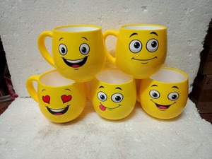 Veryke Pack of 1 Ceramic plastic Smiley Face Cups Emoji Style Tea Cup ...