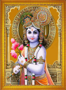 CRAFTSCORNER Lord Krishna Golden Photo Frame Religious Frame Price in ...
