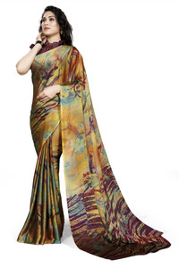 Buy MIRCHI FASHION Printed Daily Wear Chiffon Magenta, Mustard Sarees ...