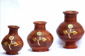ROYAL ANTIQUE Wooden matka set | Matke set for Home Decor| 3 diiferent ...