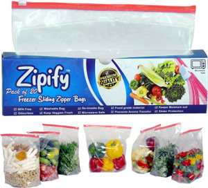 Zipify 20 Medium Size Ziplock Pouches (10in * 10in + 2in equivalent to ...