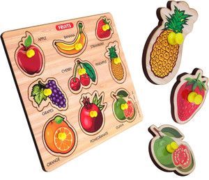 BitFeex Fruits wooden Jigsaw Preschool & Playgroup Educational Puzzle ...