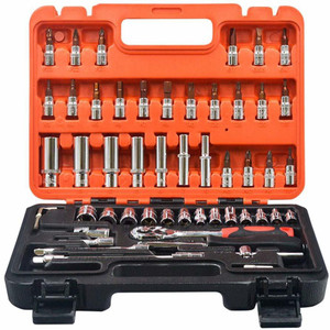 JPT Heavy Duty Professional 53 PCS Socket Wrench Set 1/4'' Drive Box ...