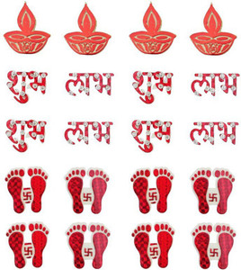 DIVINARY 3 cm Subh Labh,Goddess Laxmi Charan,Mini Diya Stickers For ...