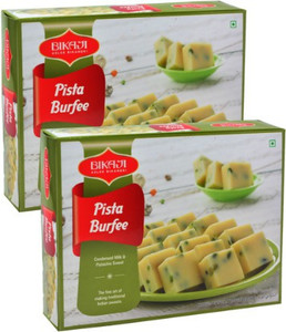 Bikaji Aslee Bikaneri - Khoya Pista Burfi 500 Grams (Pack of 2) Box ...