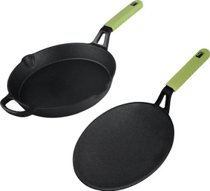 BERGNER Elements Pre-Seasoned Cast Iron including 26cm Roti Tawa, 26cm ...