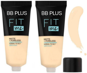BB PLUS Fit ME Matte + Poreless Liquid Tube Foundation Combo Foundation ...