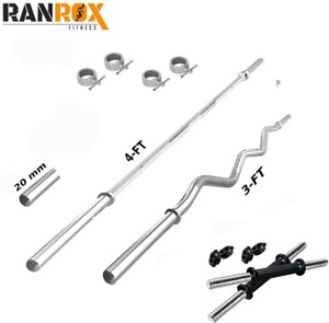 RANROX 4ft straight | 3ft Curl with dumbbell Rod for Biceps Exercise ...