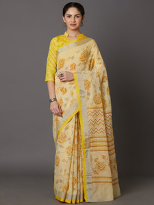 Buy Diva N Diya Woven Banarasi Jacquard, Cotton Silk Yellow Sarees ...
