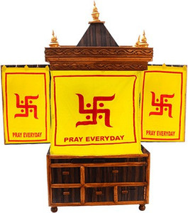 Pray Everyday Temple Cotton Curtains – Set of 3 with Yantra Print