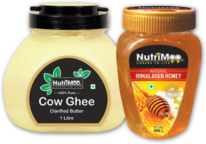 NutriMoo 100% Pure & Natural Cow Ghee 1 Litre Pack with Pure & Natural ...