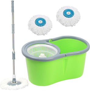 V-MOP Premium Green Classic Magic Dry Bucket Mop - 360 Degree Self Spin ...