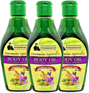 Parampara Ayurved Olive, Kesar & Almond Body Oil 300ml Pack of 3 ...