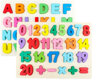 Authfort Wooden Alphabet Number Puzzles for Toddlers, 2 Pack Montessori ...