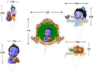 The Party Shoppy Little Krishna Theme Happy Birthday Cake Toppers Set ...