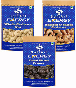 Soft Art Dry fruits combo of Kaju,Salted Kaju,Prunes (100g Each ...