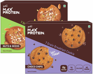 RiteBite Max Protein Cookies - Choco Chips 660 g - Pack of 12 ( 55g x ...