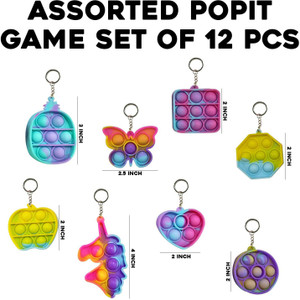 Party Propz Pop It Fidget Toy Keychain - 12 Pack Pop It Toy / Rainbow ...