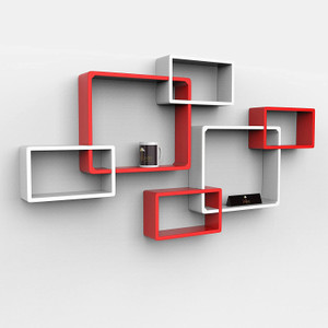 HAMMAD FURNITURE Wall Shelf Intersecting Shape Wall Mounted Hanging ...