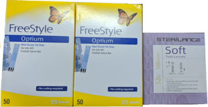 FreeStyle Optium Neo 100 strips with 100 lancet size 32G 100 Glucometer ...