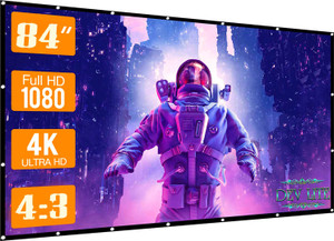 Dev Lite Premium 84" Inch Projector Screen (Foldable) 6 x 4 Feet 4:3 ...