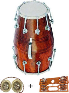 RAM musical COMBO Dholak with Manjira + Khadtal Nut & Bolts Dholak ...