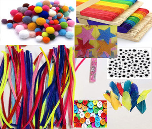 RJV Global 40 Pcs Pipe Cleaners with 100 Ice Cream Sticks 3 Kind of (50 ...