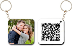 LIVE UNIQUE Personalized QR Code scan message Keychain with photo ...