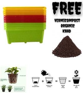 BGE Rectangular Plastic Pots for Plants, Jupiter Flower Pots for Home ...