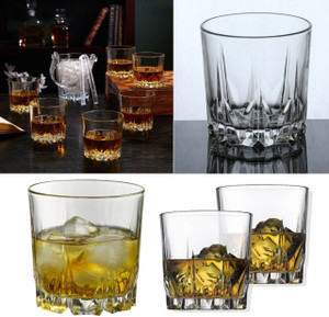 tirth hub (Pack of 6) Round Whiskey Glasses 300 ml Modern Tableware ...