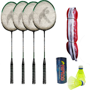 Hipkoo Sports Toofani Wide Body Rackets (Set Of 4)With 3 Shuttles and ...