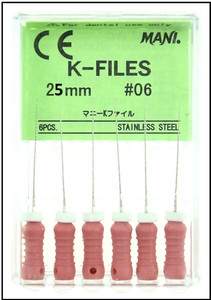 Mani K file 25mm size 6 Root Canal Endodontic Files stainless steel ...