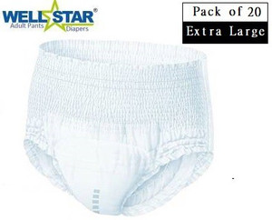 Wellstar Adult Diaper Pant style Unisex Extra Large 20 Pcs, Waist Size ...