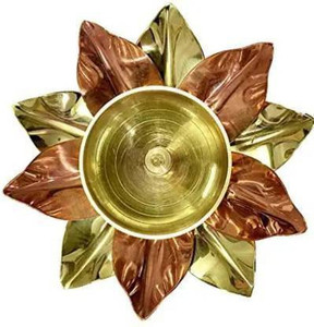jaisakshi Brass Copper Lotus Flower Petals Kamal Shape Metal Akand Diya ...