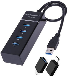 Technobyte 4 Port USB 3.0 HUB/Parking Strip + OTG C type Adapter (Combo ...