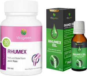 VitaGreen RHUMEX Capsules + RHUMEX OIL for Relief From Joint Pain, Body ...