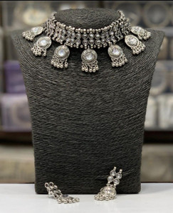 Primis Oxidised Silver 900 Silver Silver Jewellery Set Price in India ...