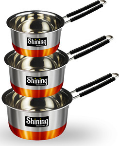 Shining stainless steel sauce pan set of 3 piece heavy material 22 ...