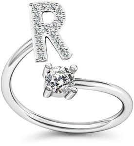 RVM Jewels Initial Crystal Stylish Adjustable Letter R Rings Starting ...