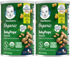 GERBER Organic Baby Pops, Contains Peanuts, Puffed Corn And Oat Snack ...