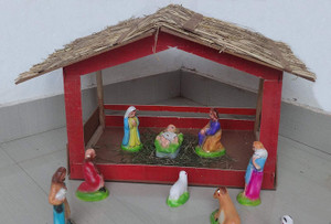 EXCEL IMPEX Christmas Crib Set Xmas Decoration Wooden Crib Set Pulkoodu ...