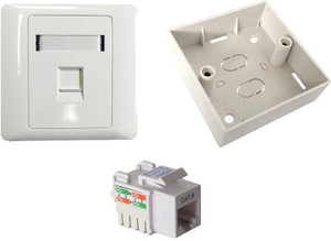 BOXNUBE Combo Set - RJ45 CAT6E Lan I/O Network Keystone Jack + Gang Box ...