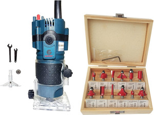 DUMDAAR 550 W 30000 RPM 6.35 mm Trimmer Router Machine Tool with 12pc ...