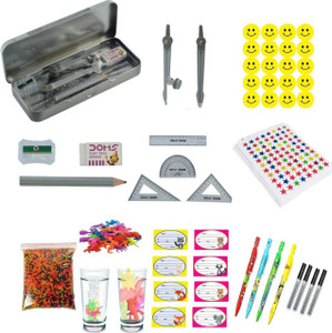 imtion Gift 16 in 1 ( Steel Jometry / Pencil Box + water Crystal ball ...