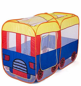 QBIC Kids Pop Up School Bus Play Tent Magical Playhouse Tunnel Folding ...