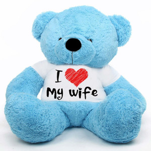 Hug 'n' Feel Soft Toys Big Teddy Bear Wearing "I Love My Wife" T-Shirt ...